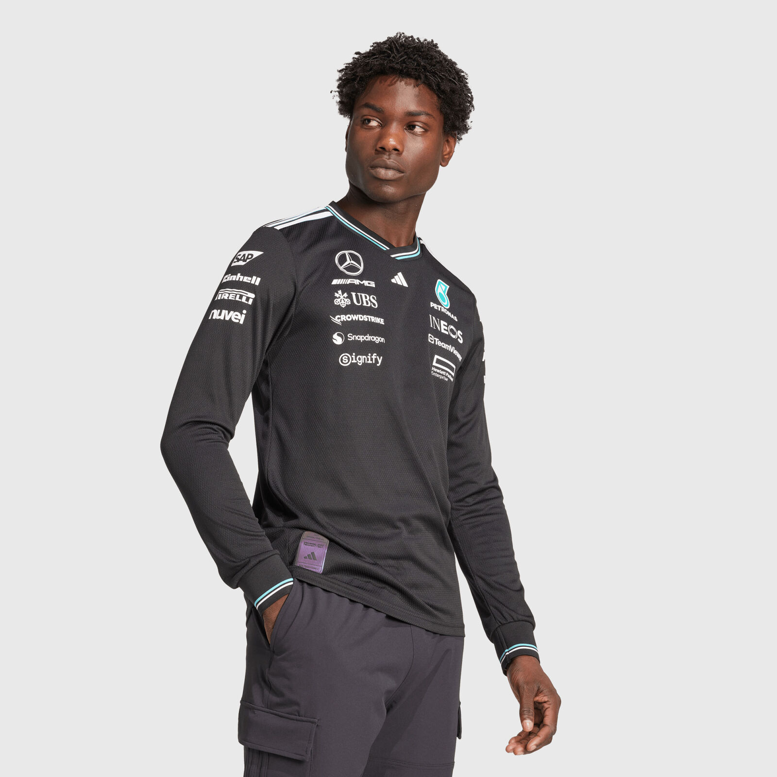 adidas 2025 Authentic Langarm-Fahrer-Shirt - Mercedes-AMG F1 | Fuel For ...