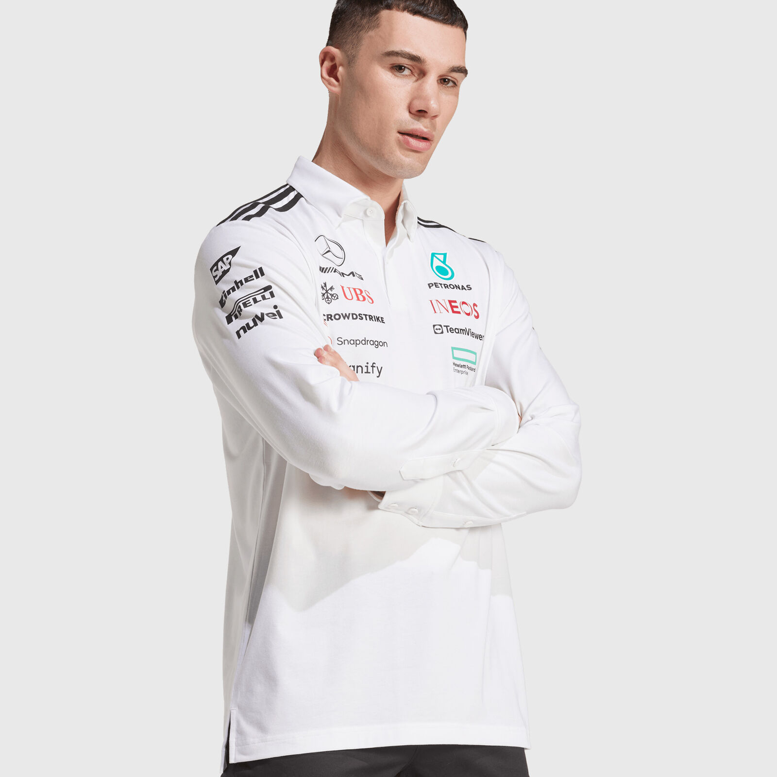 adidas Polo de piloto de manga larga 2025 - Mercedes-AMG F1 | Fuel For Fans