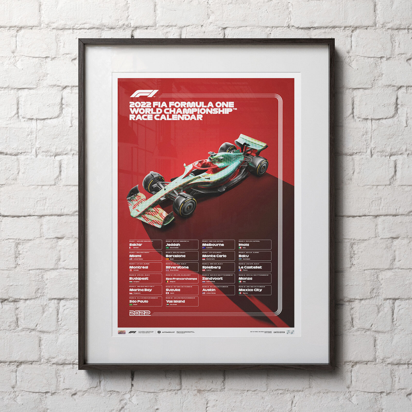 2022 Formula 1 Race Calendar - F1 Collection | Fuel For Fans